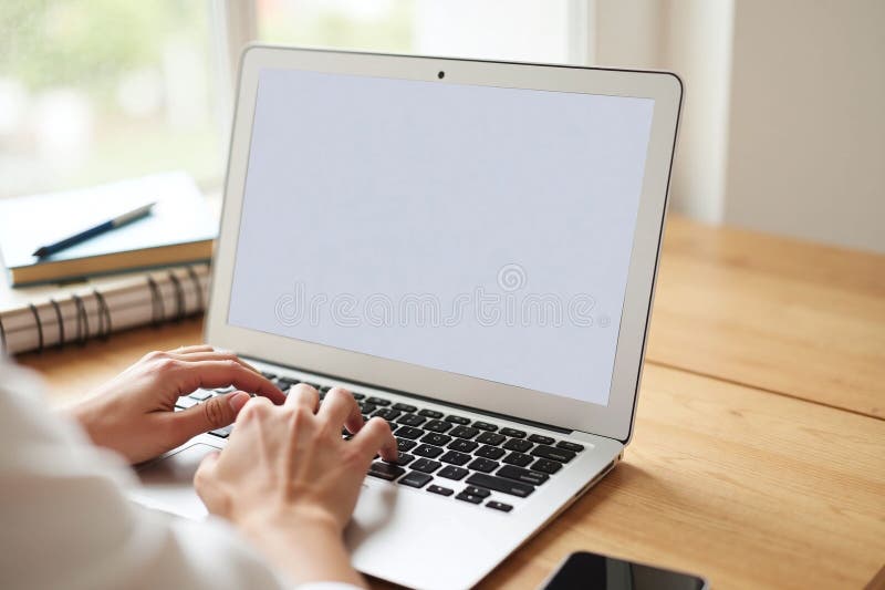 Person Working at Wooden Desk Scene, Desk-functional Stock Photo ...