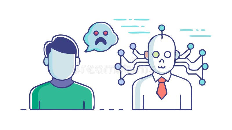 Person Worried about an AI Robot Takeover, Fear of Technology, Vector Design Generative AI Stock ...
