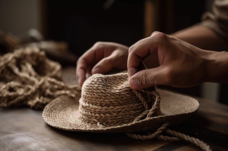 Person, Wrapping Rope Around Their Hand and Making a Secure Cowbow Hat ...