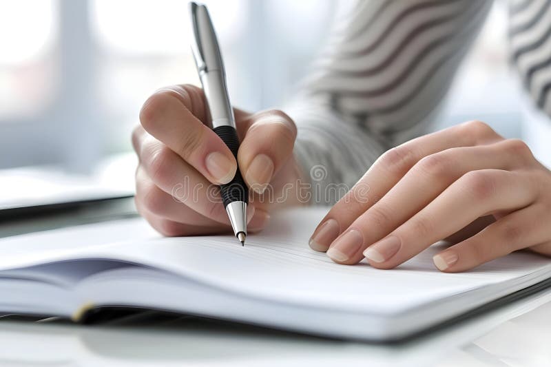 Closeup Person Writing Paper Pen Note Taking Planning Journaling Stock ...