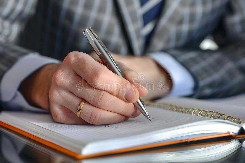 A Person Writes Notes in Spiral Notebook with Pen, daily Planning and ...