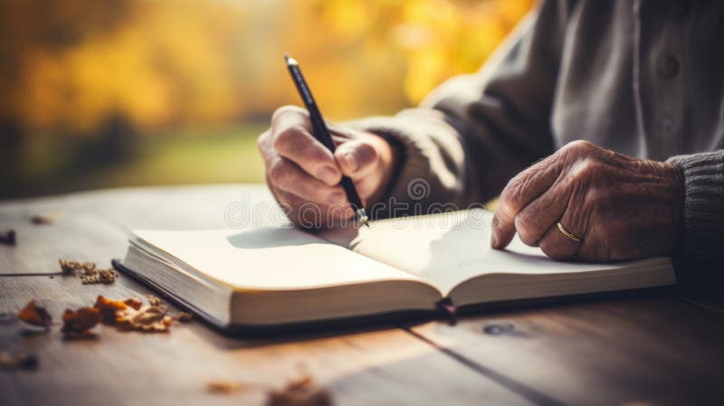 A Person Writing on a Book with the Pen in Their Hand, AI Stock Image ...