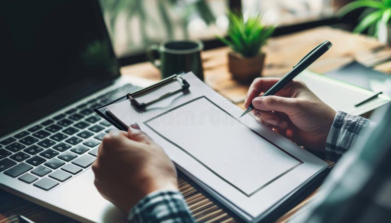 A Person is Writing on a Checklist with a Green Pen by AI Generated ...