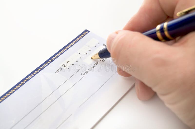 Person Writing a Cheque stock photo. Image of document - 110108040