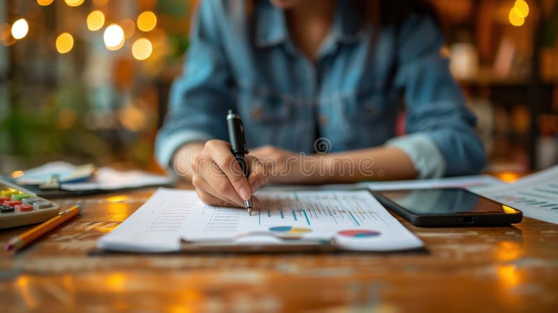 A Person Writing on Documents.AI Generated Image Stock Photo - Image of ...