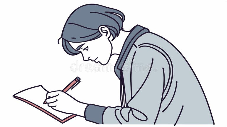 Person Writing or Drawing, Creativity and Artistic Process Graphic ...