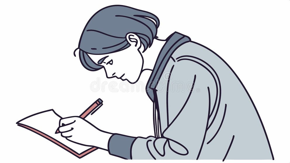 Person Writing or Drawing, Creativity and Artistic Process Graphic ...