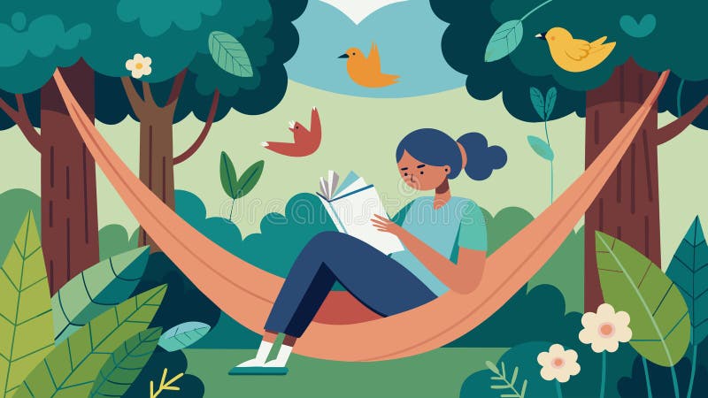 A Person Writing in a Journal while Relaxing in a Hammock Surrounded by ...