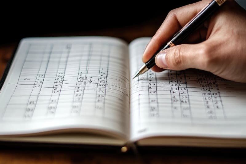 Hand Writing in a Planner, Close-Up View Stock Illustration ...