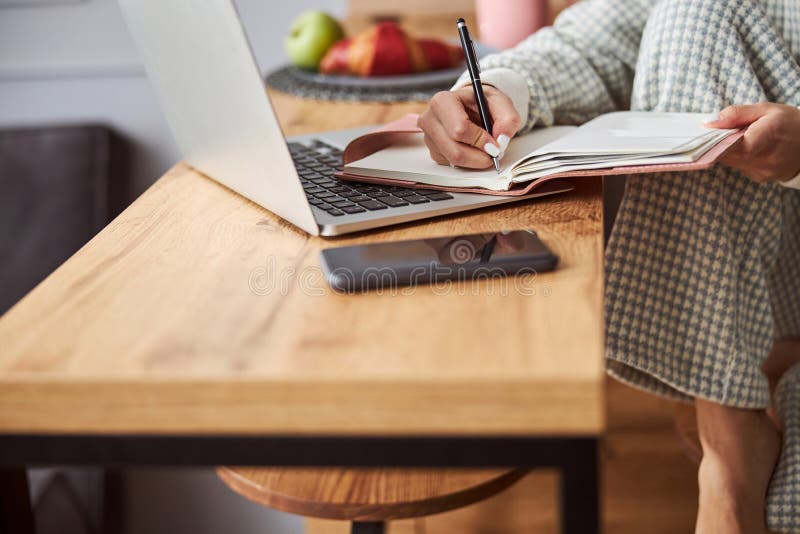 Person Writing on a Notebook Page at Home Stock Photo - Image of ...
