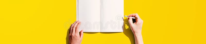 Person Writing in a Notebook Stock Photo - Image of view, marketing ...