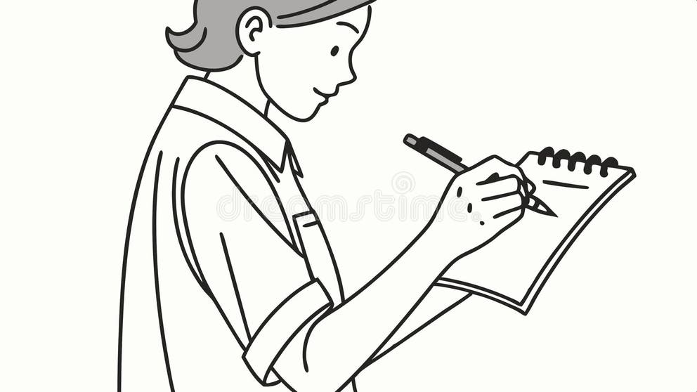 Person Writing in Notebook, Planning and Creativity Concept Vector ...