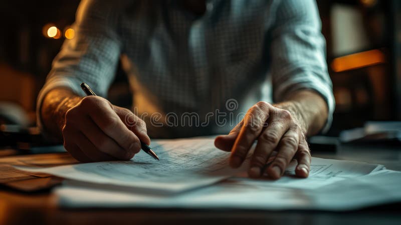 Person Writing Notes on Paper at a Desk in a Cozy Workspace during ...