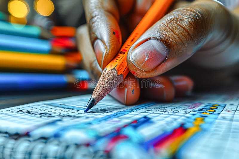 A Person is Writing with a Pencil on a Piece of Paper Stock Image ...