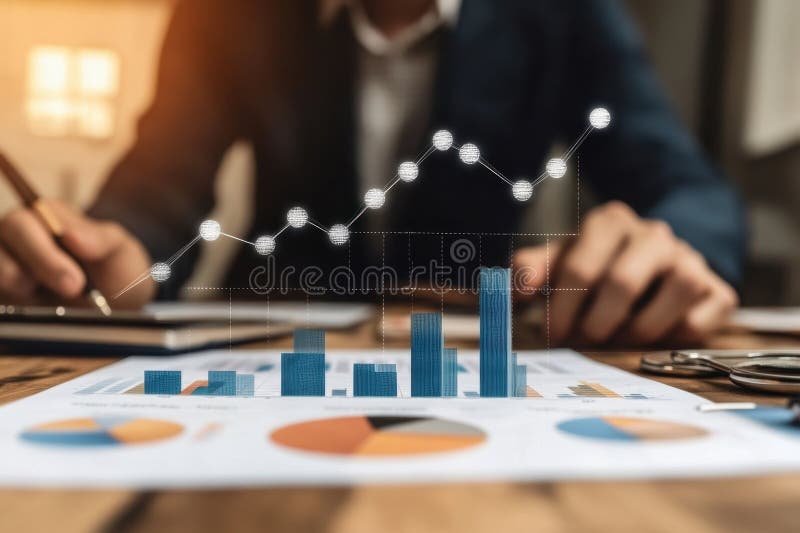 A Person is Writing on a Piece of Paper with a Graph on it Stock Image ...