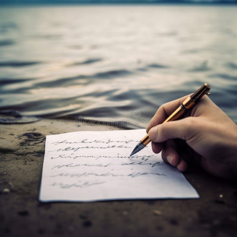 A Person Writing on a Piece of Paper with a Pen. Generative AI Image ...