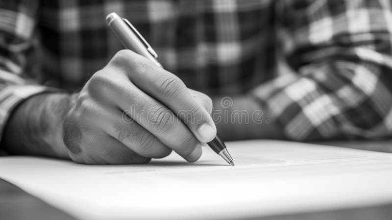 A Person Writing on a Book with the Pen in Their Hand, AI Stock Image ...