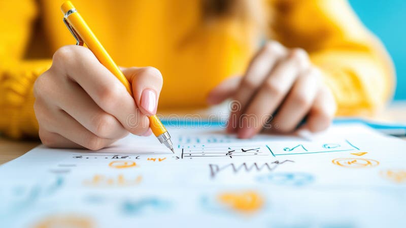 Person Writing on To Do List with Colorful Icons and Notes Stock ...