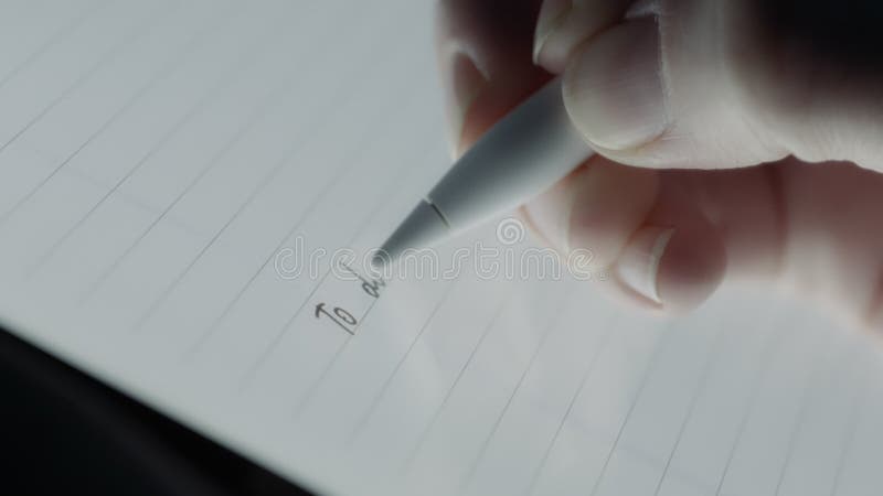 Person Writing the To Do List on a Tablet Using a Pen Stock Video ...