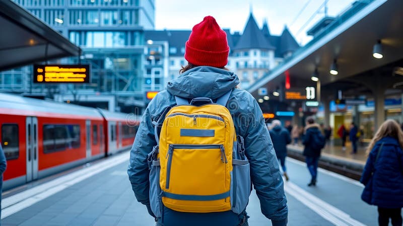 Person Yellow Backpack Walking Train Platform Stock Photos - Free ...