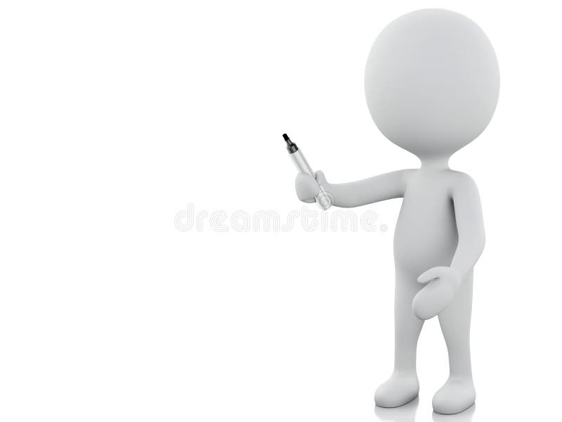 Persona Blanca 3d Con El Marcador Stock de ilustración - Ilustración de ...