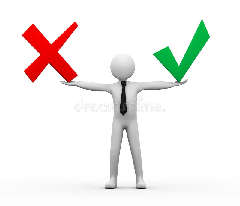 Persona 3d Con Il Giusto Simbolo Sbagliato Illustrazione di Stock ...