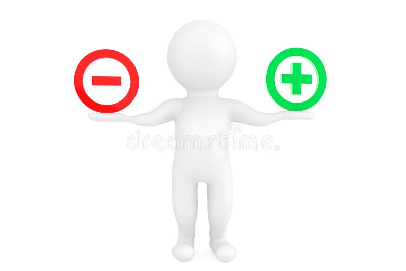 Persona 3d Con Più E Meno I Segni in Mani Illustrazione di Stock ...