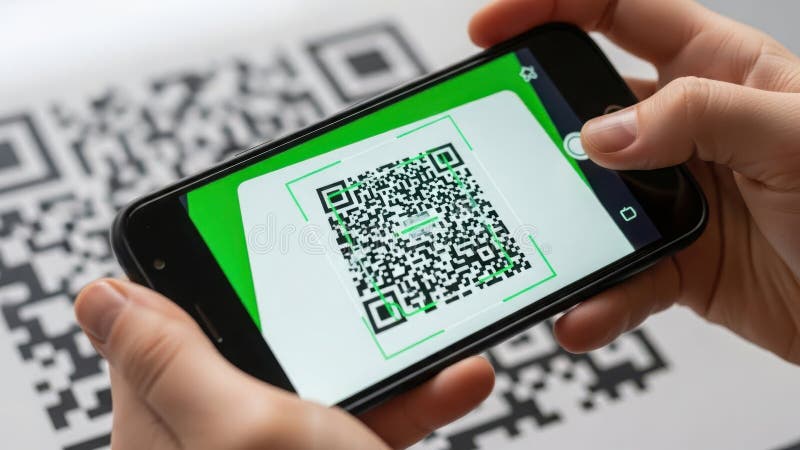 Persona Escaneando Un Código QR En Un Teléfono Contra Bloques De ...