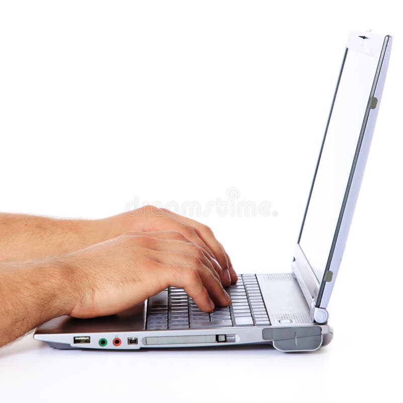 Persona Que Usa La Computadora Portátil Imagen de archivo - Imagen de ...