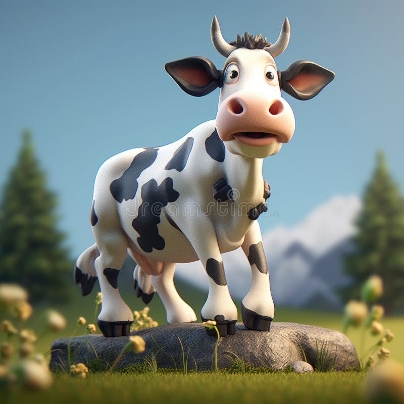 Personagem Bonitinho De Vaca Animado Com Rosto Ilustração Stock ...