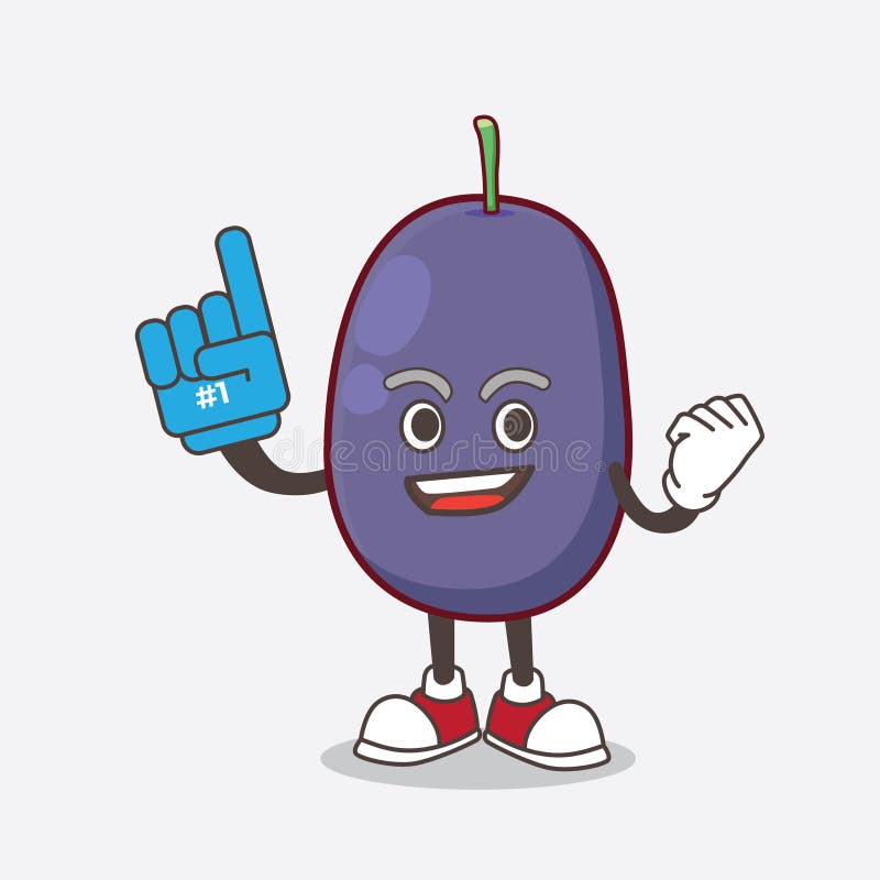 Personagem De Mascote Java Plum Com Um Dedo De Espuma Ilustração do ...