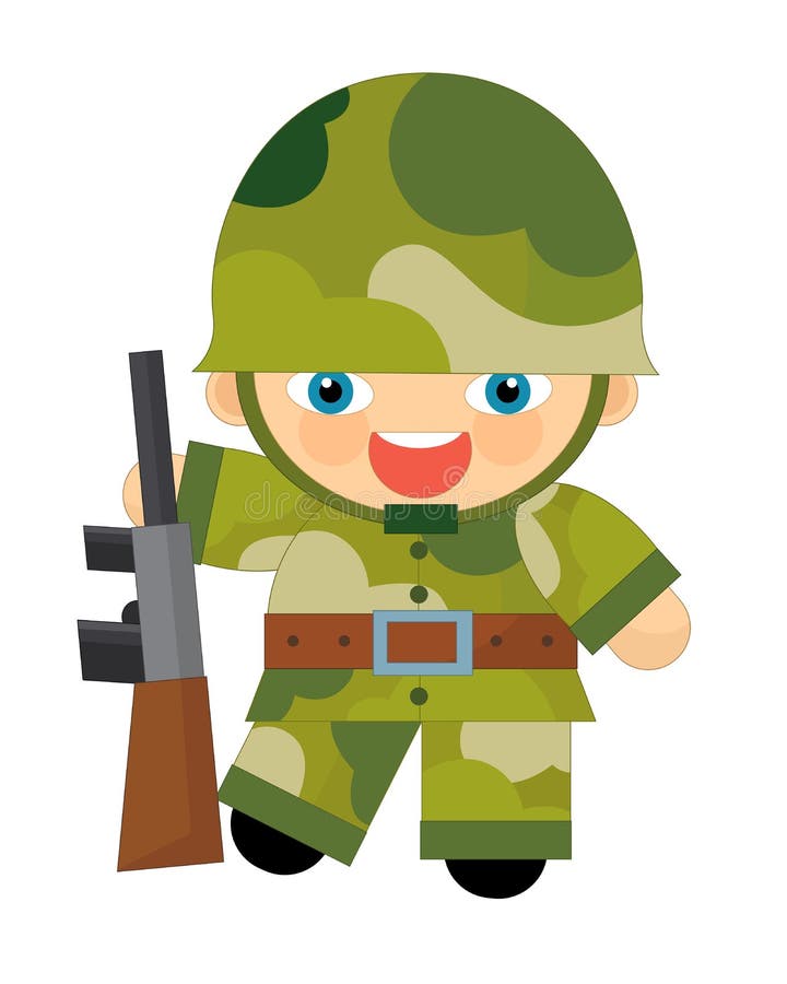 Personaje De Dibujos Animados - Soldado Stock de ilustración ...