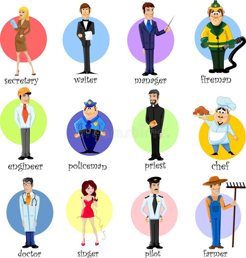 Personaje Din Desene Animate Din Diferite Profesii Vectoriale Stock ...