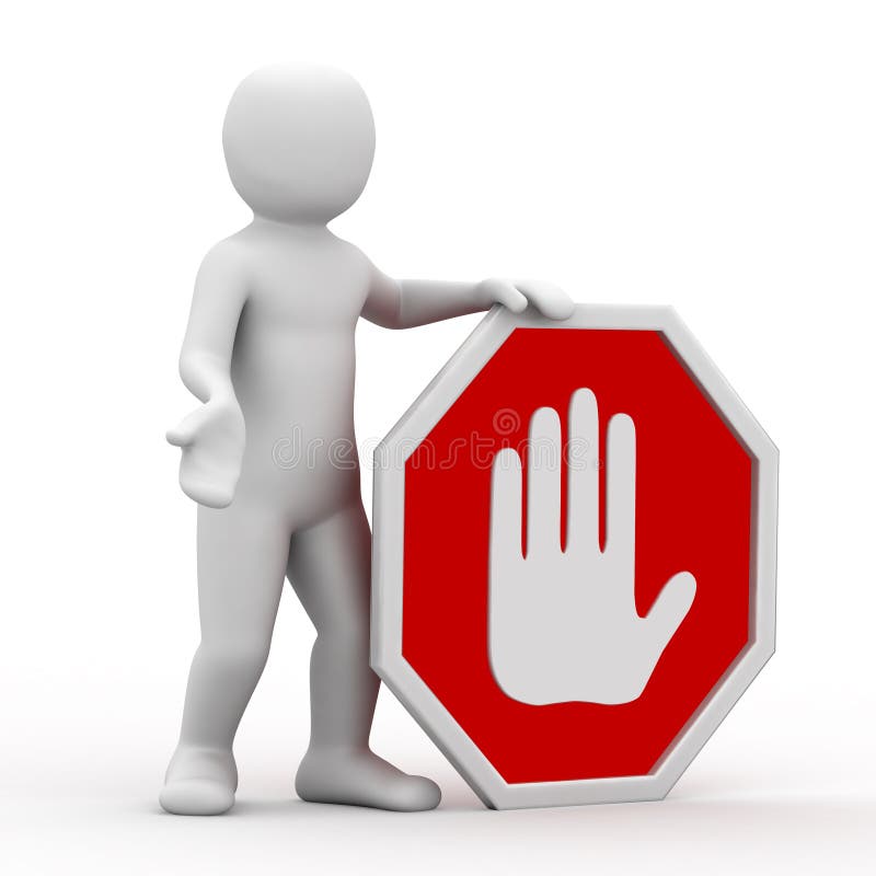 Personaje 3d Y Símbolo De La Negación. Stock de ilustración ...