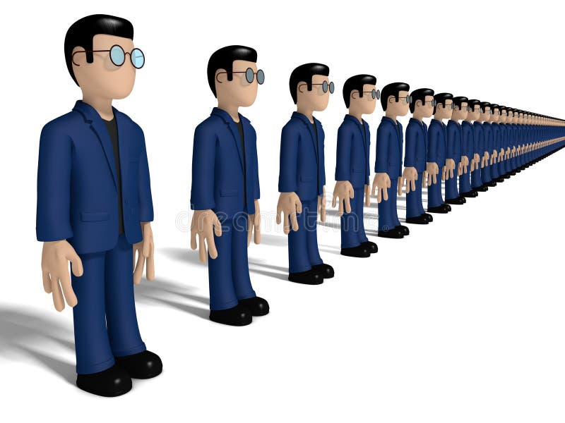 Personajes De Dibujos Animados Alineados 3D Stock de ilustración ...