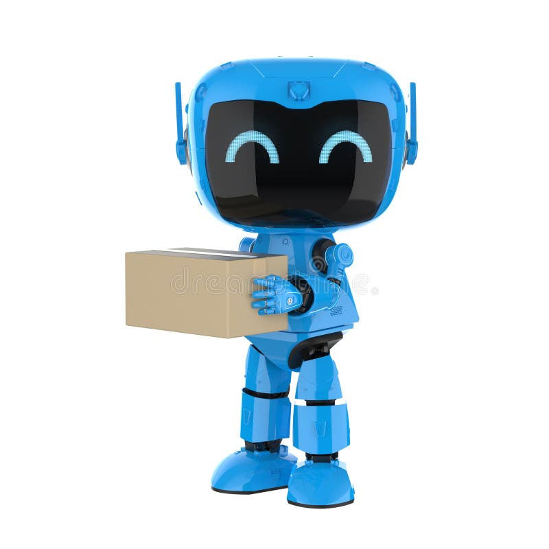 Personal Assistant Robot Deliver Parcel Box Stock Illustration ...