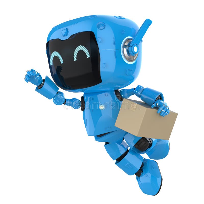 Personal Assistant Robot Deliver Parcel Box Stock Illustration ...