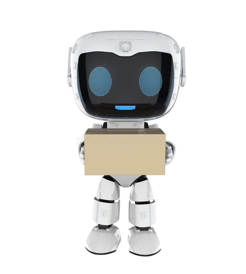 Personal Assistant Robot Deliver Parcel Box Stock Illustration ...