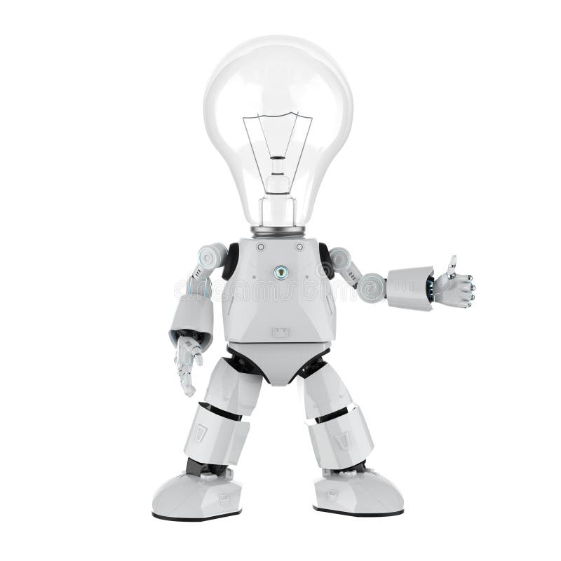 Personal Assistant Robot Hold Lightbulb for Creativity Concept Stock ...