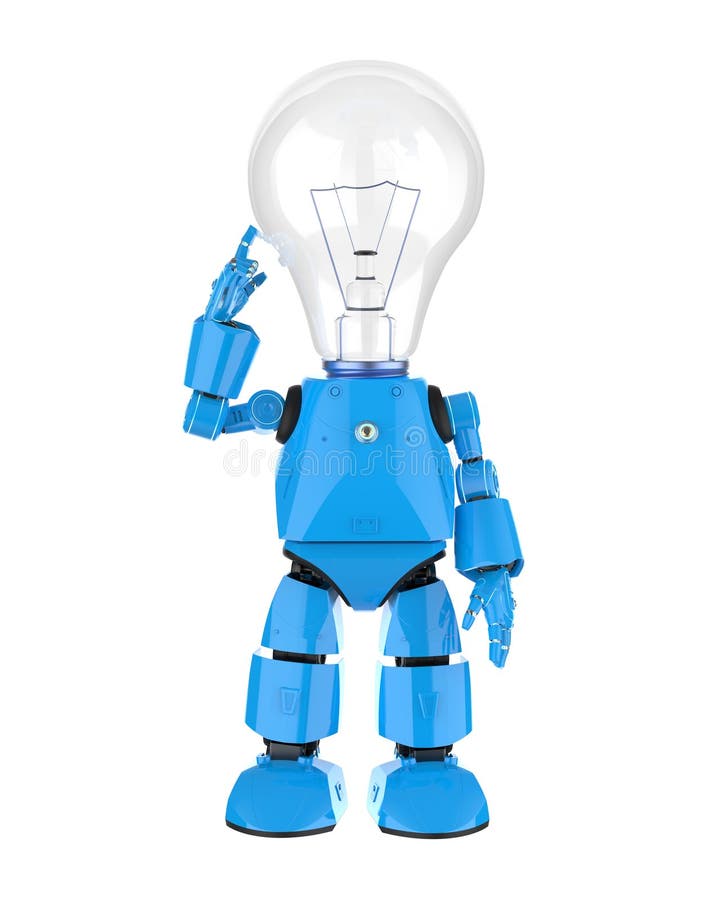 Personal Assistant Robot Hold Lightbulb for Creativity Concept Stock ...