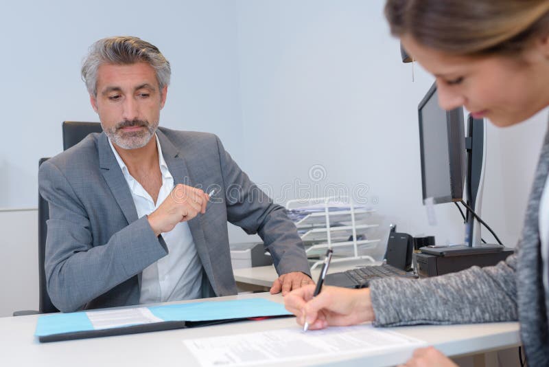 Personal Assistant Taking Notes from Manager Stock Image - Image of ...