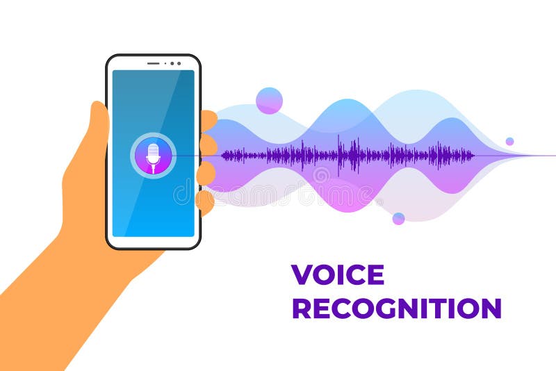Personal Assistant and Voice Recognition Mobile App. Hand Holds ...