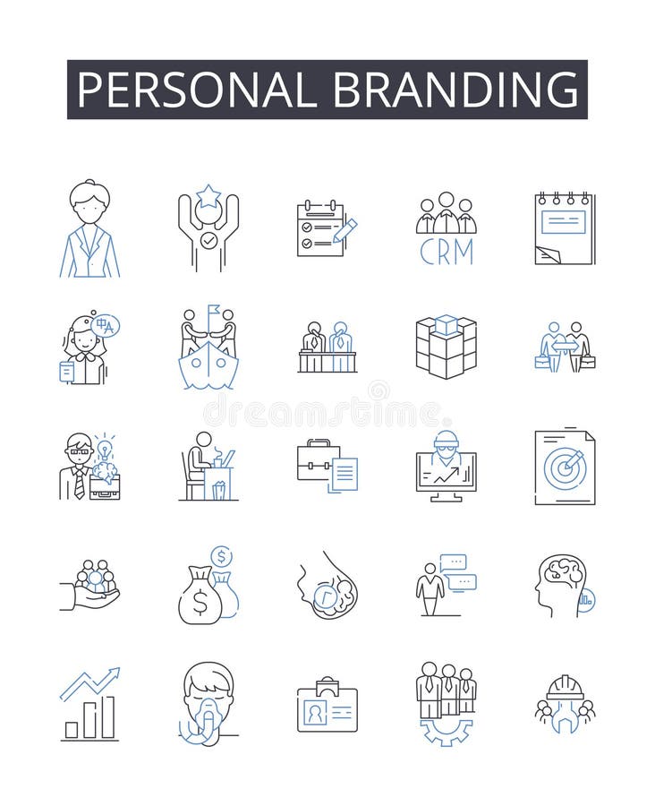 Personal Branding Line Icons Collection. Metrics, Visuals, Navigation ...