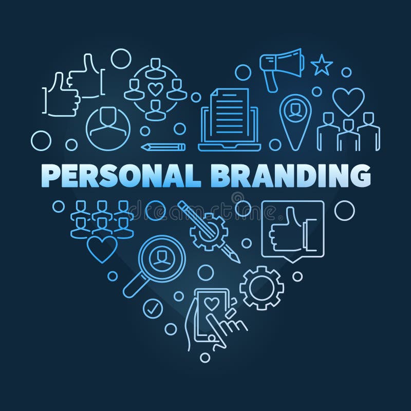 Personal Branding Vector Colorful Outline Horizontal Illustration Stock ...