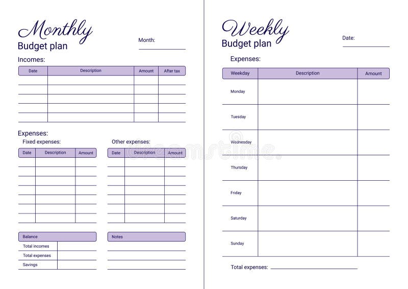 Weekly Printable Planner. Weekly Schedule Template. Sunday Start. Stock ...