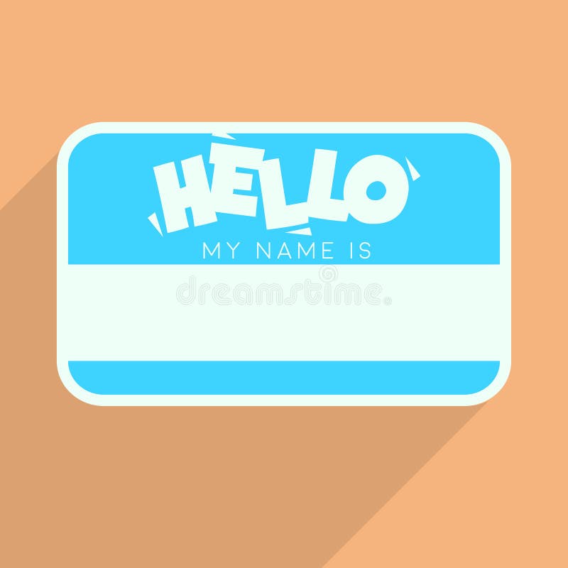 Personal Card with Text Hello My Name is. Flat Vector Template Stock ...