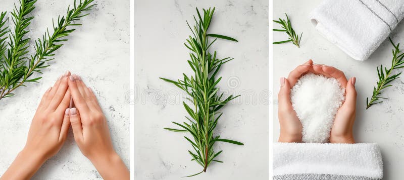 Personal Care Collage Segmented with White Vertical Lines and Bright ...