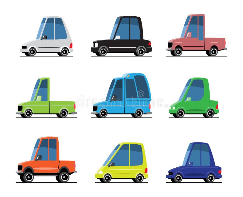 Personal Cars Vehicles Set Cartoon Illustration . Flat Design . Isolate ...