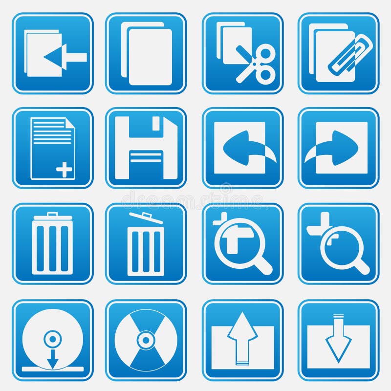 Personal Computer Blue Icon Set Stock Vector - Illustration of network ...