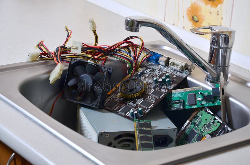 Hardware in Kitchen Sink Under the Water Flow Computer Cleaning ...